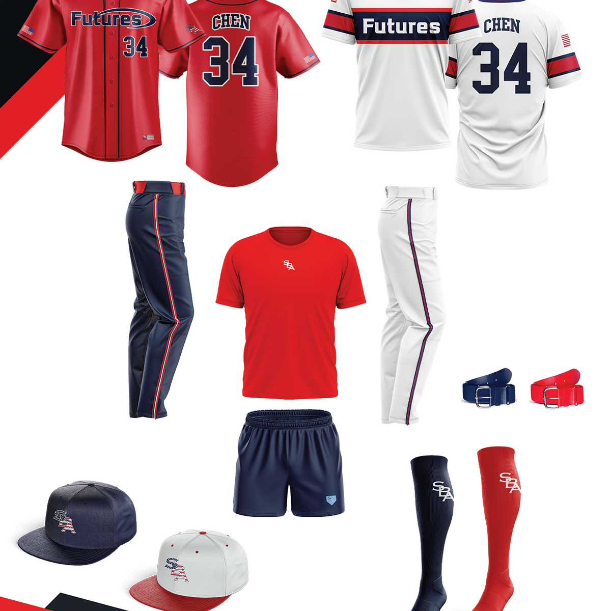 SBA MID ATLANTIC FUTURES SUMMER/FALL UNIFORMS PACKAGE 2 ( Custom Made – SBA THREAD