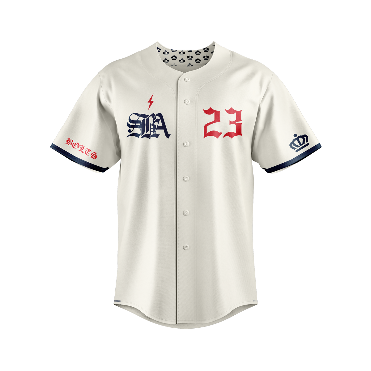 SBA BOLTS BONE WHITE JERSEY - CROWN ( Custom Made ) – SBA THREAD