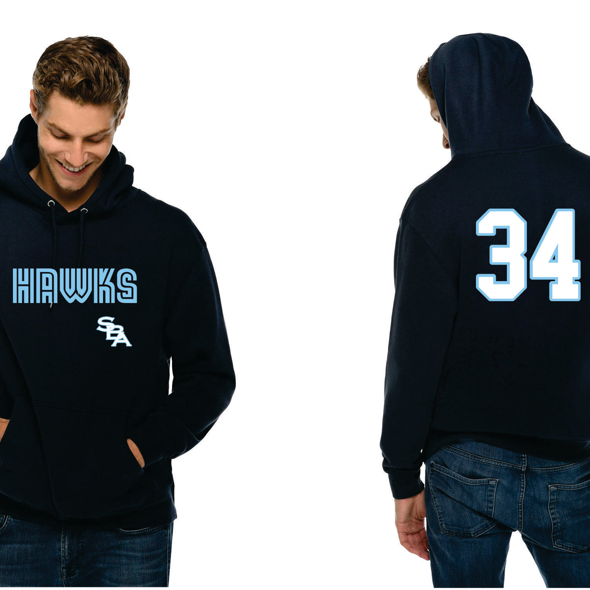SBA HAWKS NAVY HOODIE – SBA THREADS