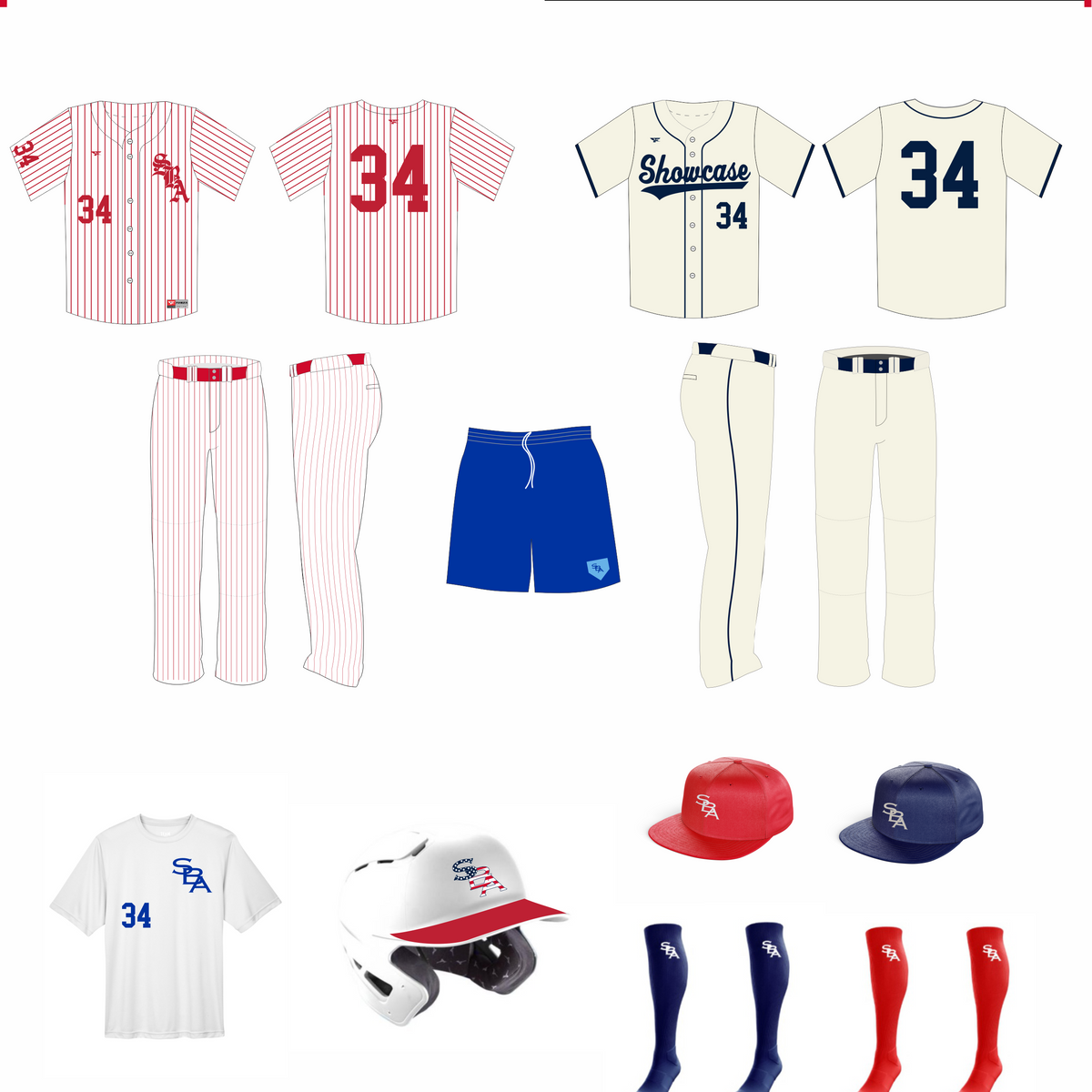 SHOWCASE BASEBALL ACADEMY UNIFORMS PACKAGE 7 ( Custom Made ) – SBA THREAD