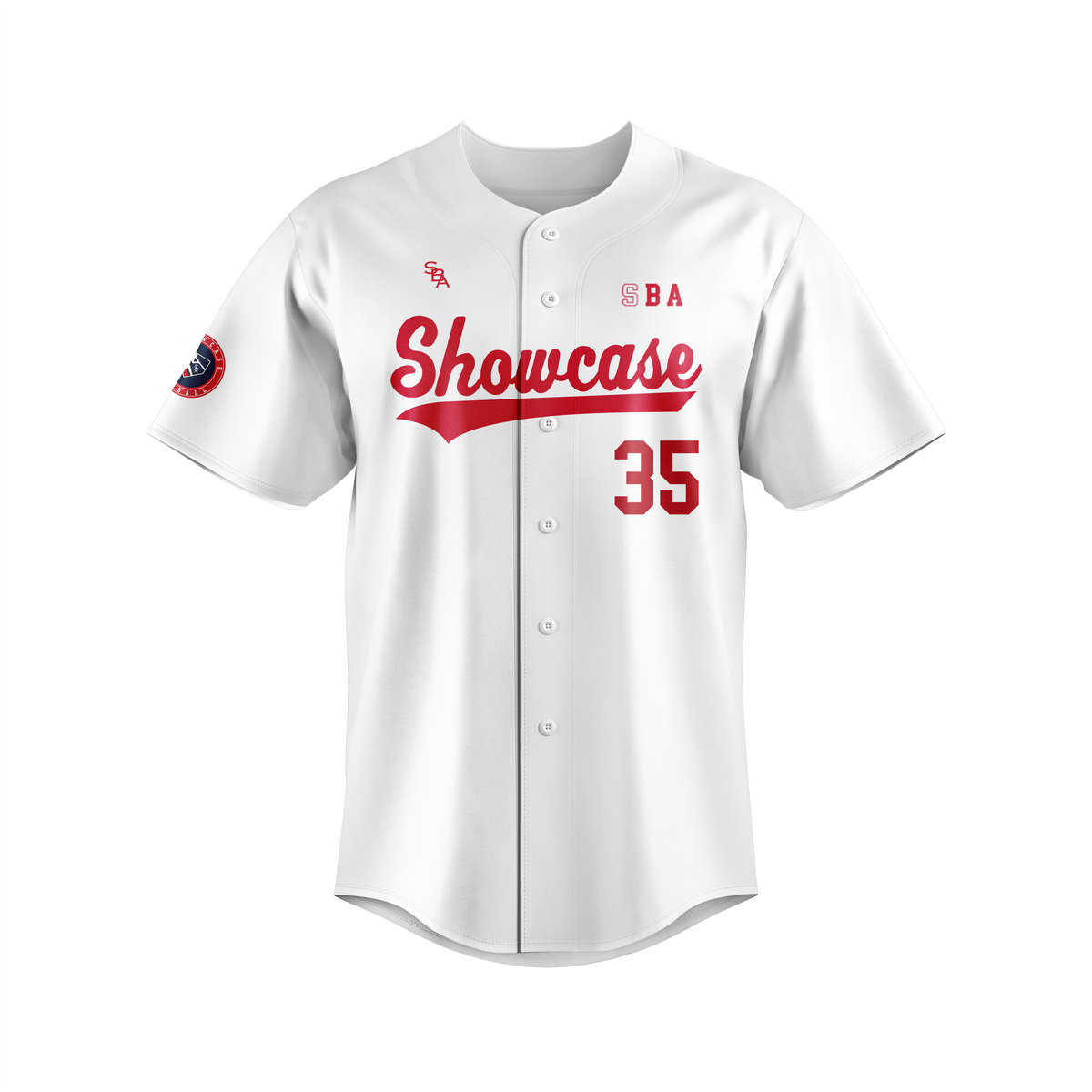 SHOWCASE BASEBALL ACADEMY WHITE RED JERSEY – SBA THREAD