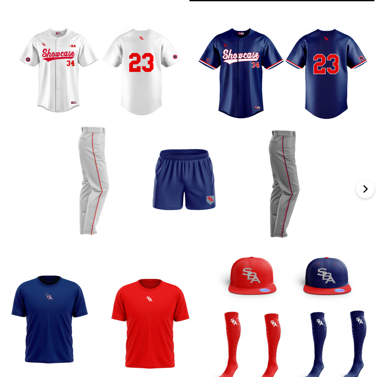 SHOWCASE BASEBALL ACADEMY UNIFORMS PACKAGE 2 ( Custom Made ) – SBA THREAD